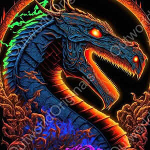 BLACKLIGHT DRAGON Bundle Digital Art Vibrant Color Design Blacklight ...