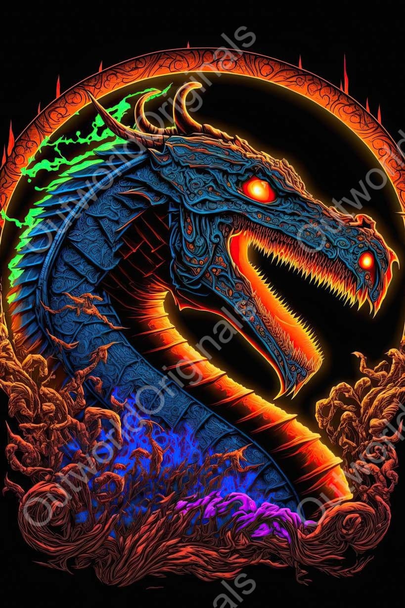 BLACKLIGHT DRAGON Bundle Digital Art Vibrant Color Design Blacklight ...