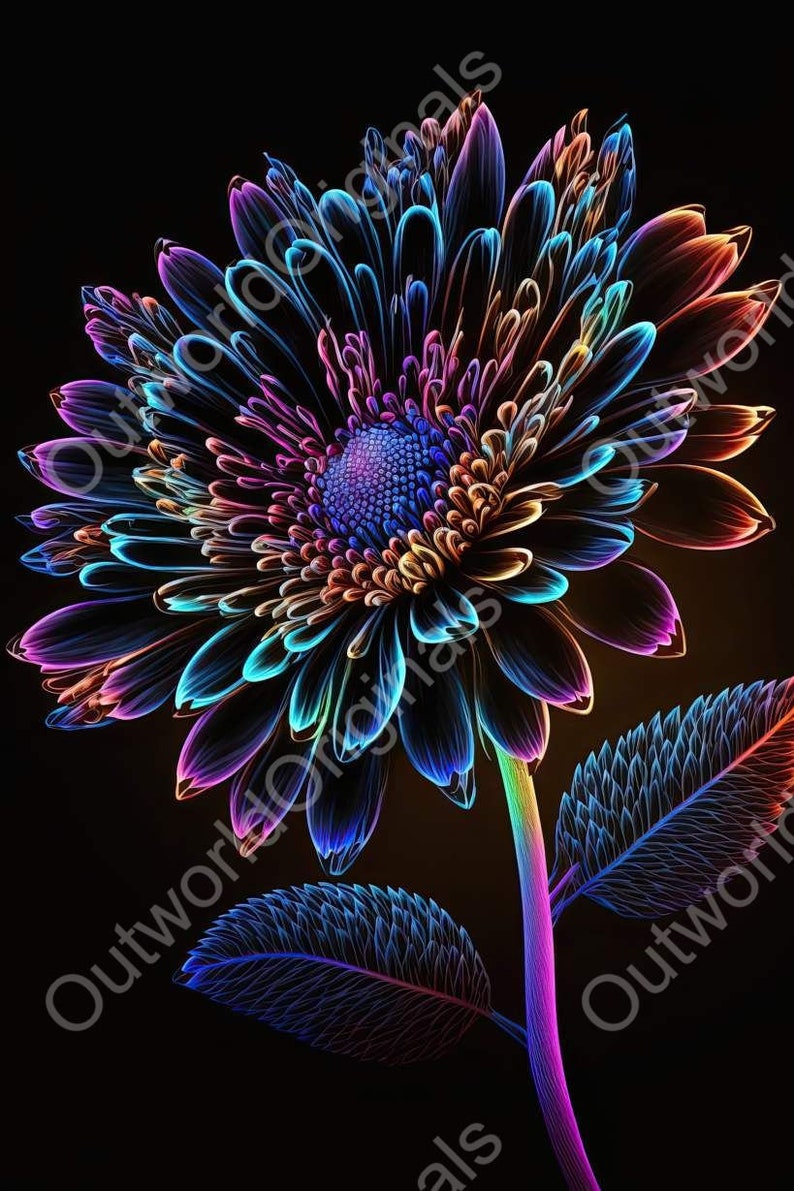 BLACKLIGHT FLOWERS Bundle Digital Floral Vibrant Color Design ...