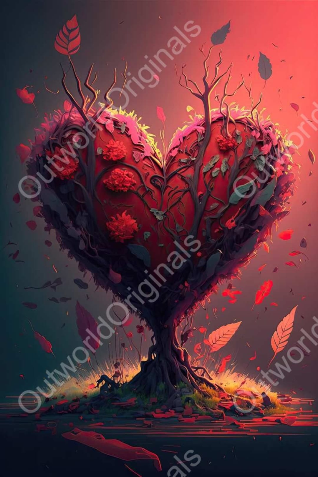 LOVE & VALENTINES DAY Heart Art Bundle Digital Vibrant Color Design Art ...