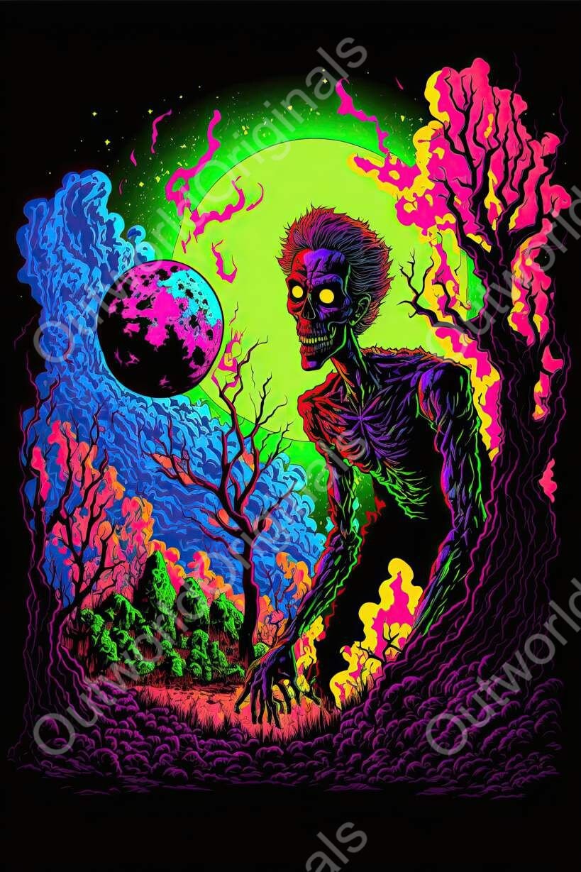 BLACKLIGHT ZOMBIES Bundle Digital Art Vibrant Florescent Psychedelic ...