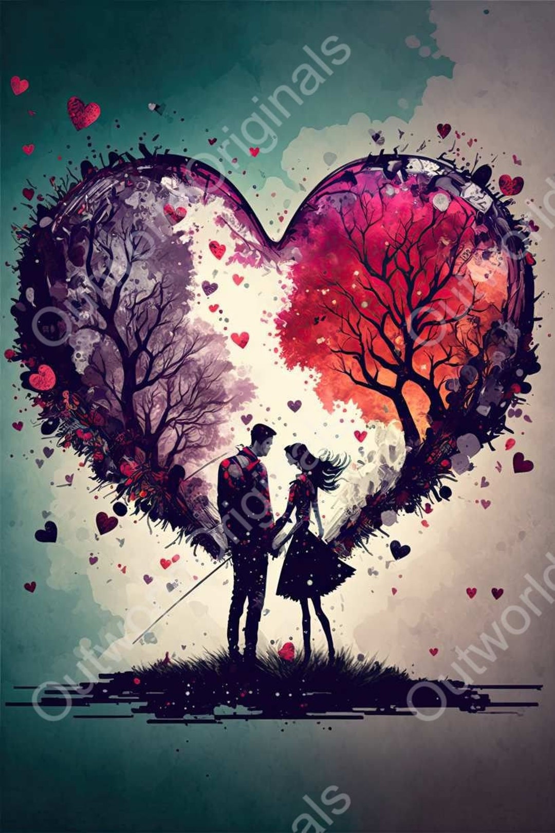 LOVE & VALENTINES DAY Art Bundle Digital Vibrant Color Design Art Print ...