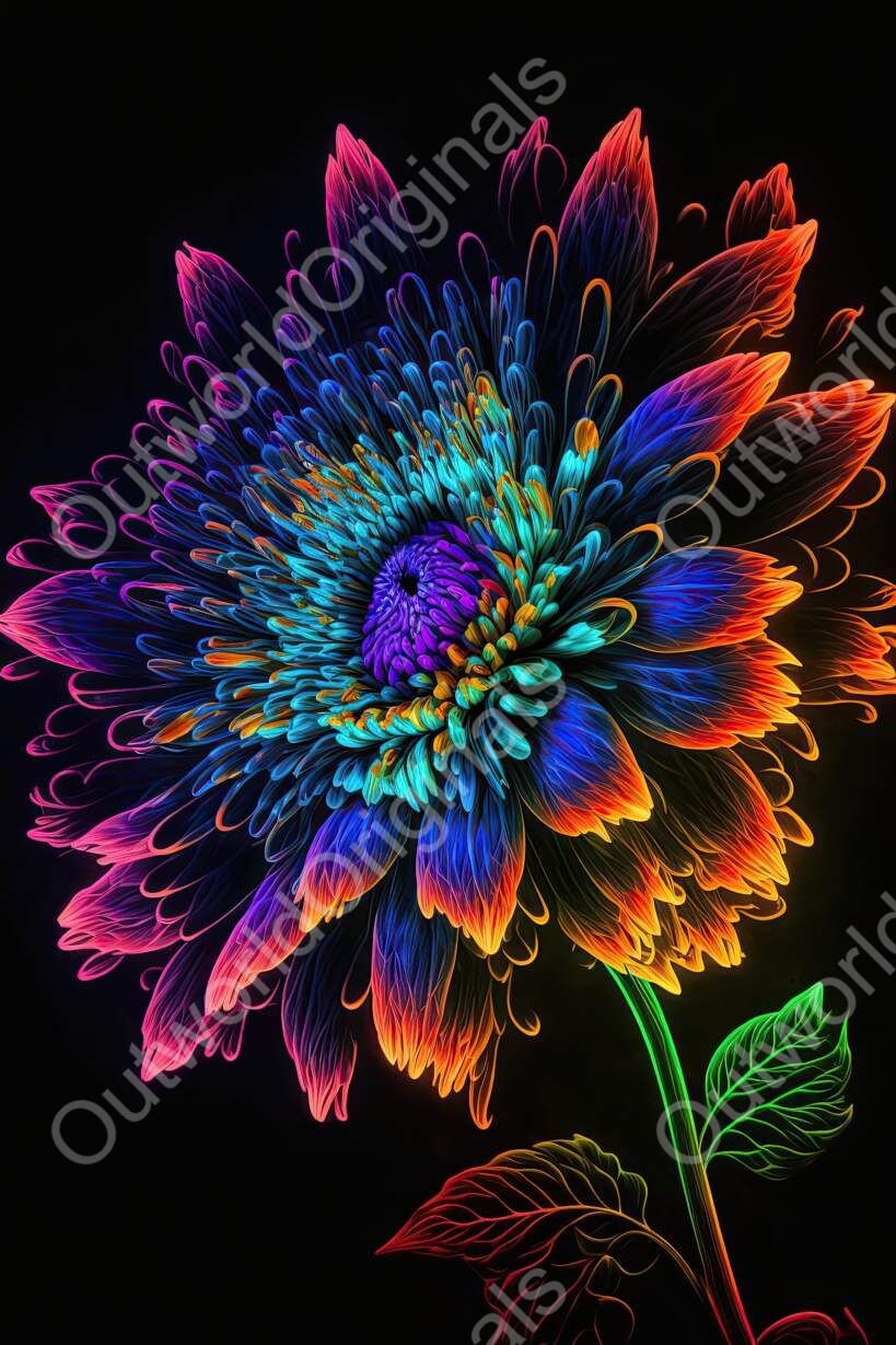 BLACKLIGHT FLOWERS Bundle Digital Floral Vibrant Color Design ...
