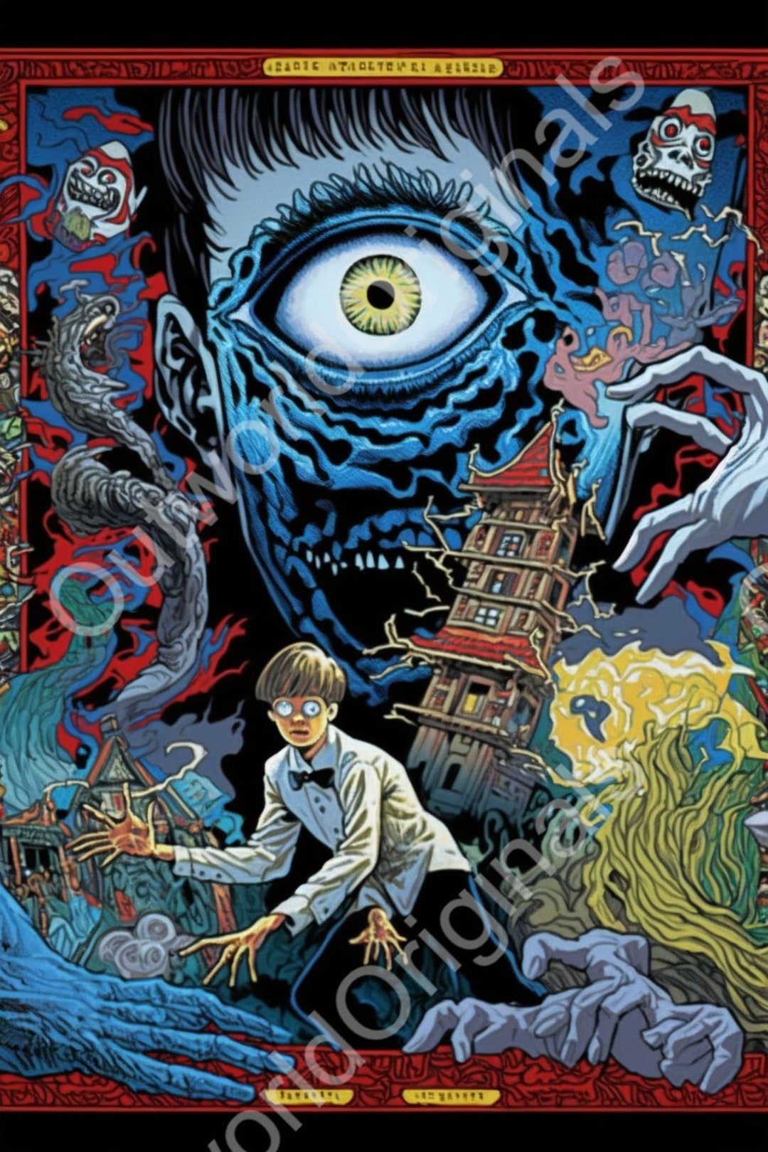 JUNJI ITO Style ANIME Horror Art Print. Digital Vibrant Color - Etsy