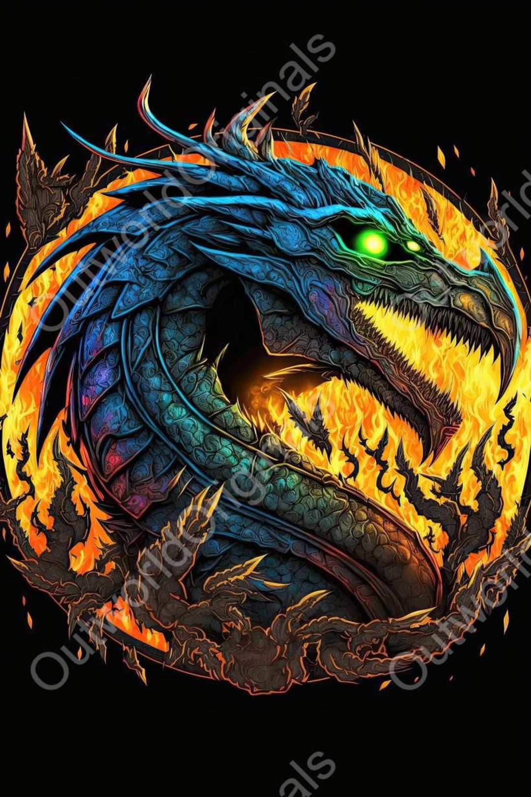 BLACKLIGHT DRAGON Bundle Digital Art Vibrant Color Design Blacklight ...
