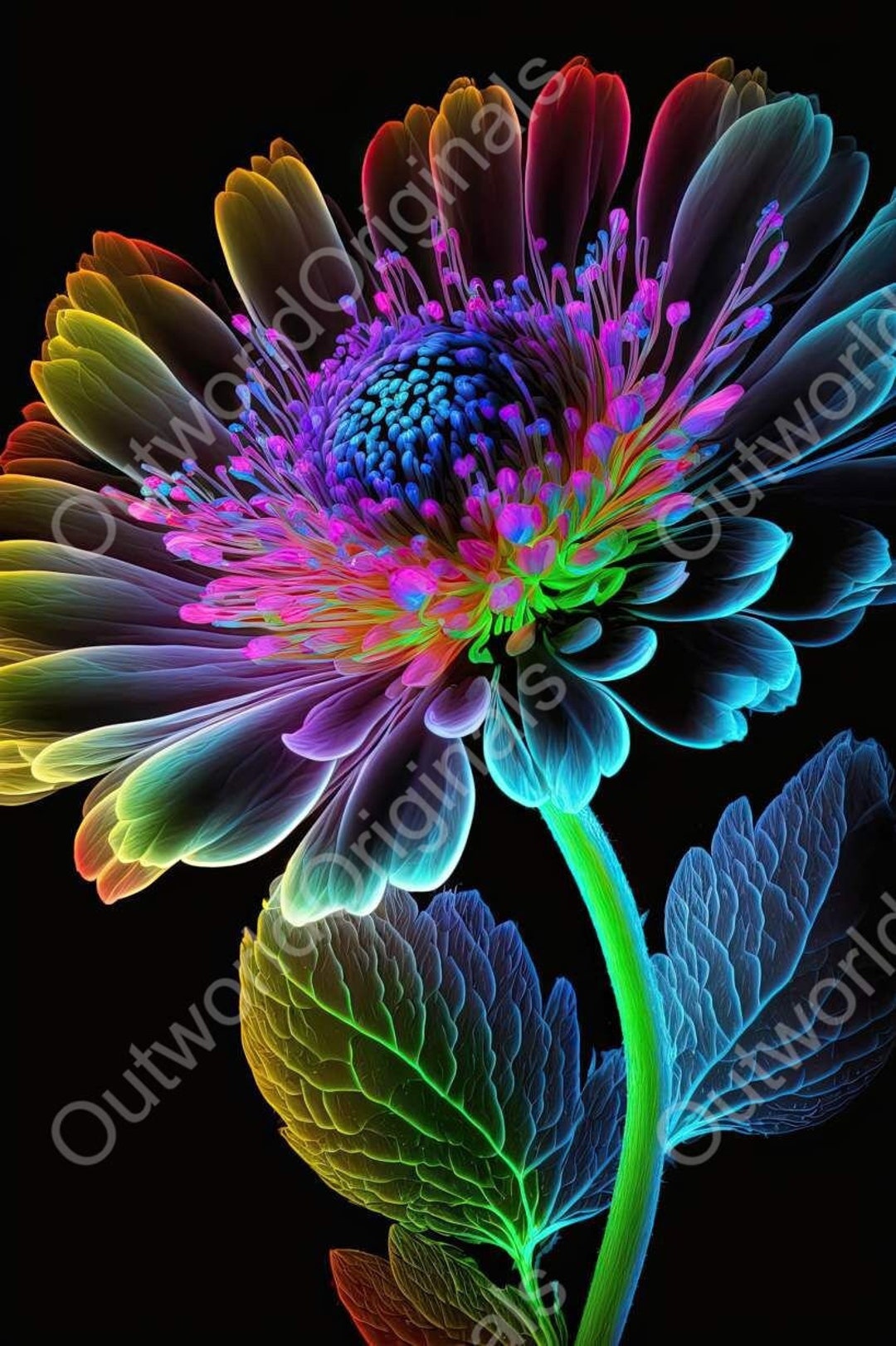 BLACKLIGHT FLOWERS Bundle Digital Floral Vibrant Color Design ...