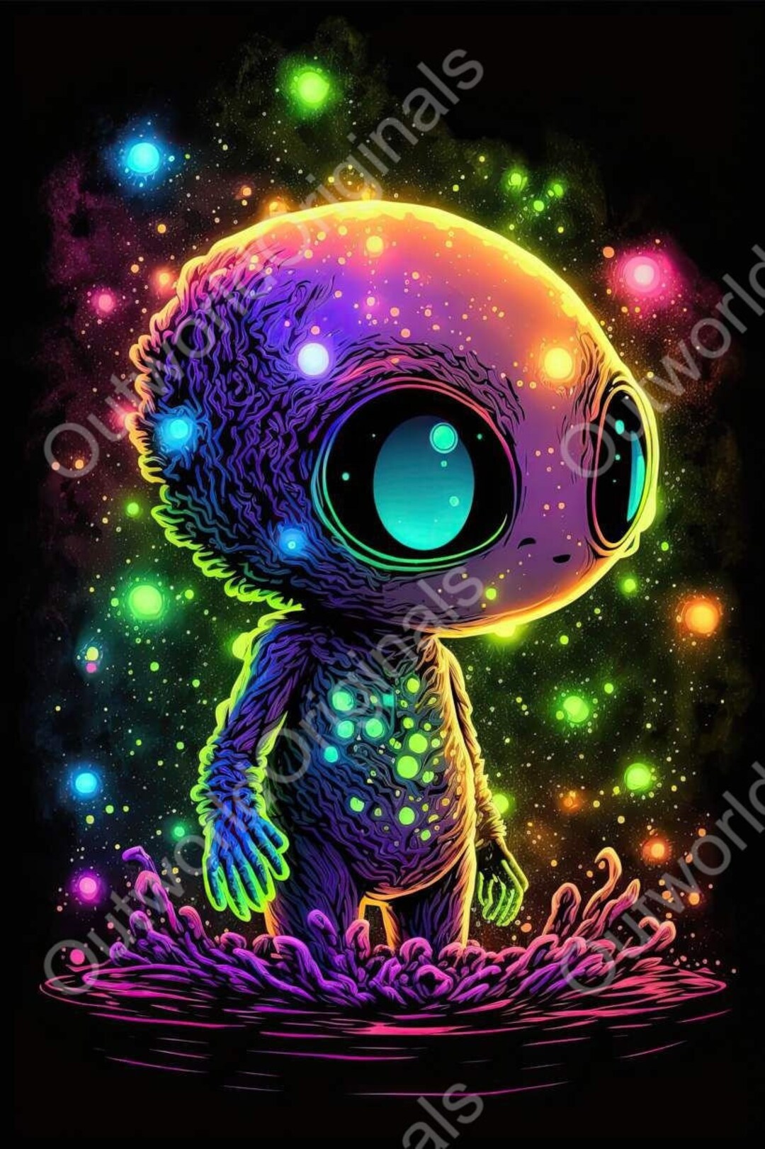 ALIEN SUBLIMATION Blacklight Space Lovers Digital Download Alien Print ...