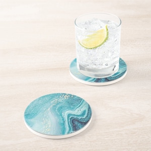 Set of 4 Ceramic Drink Coasters Teal Blue Turquoise Absorbent - Etsy UK