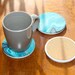 Set of 4 Ceramic Drink Coasters Teal Blue Turquoise Marble Pattern ...