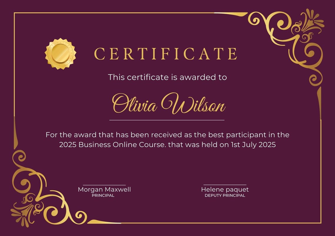 Editable Certificate Template, Certificate of Completion, Achievement ...