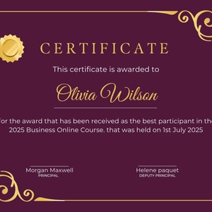 Editable Certificate Template, Certificate of Completion, Achievement ...