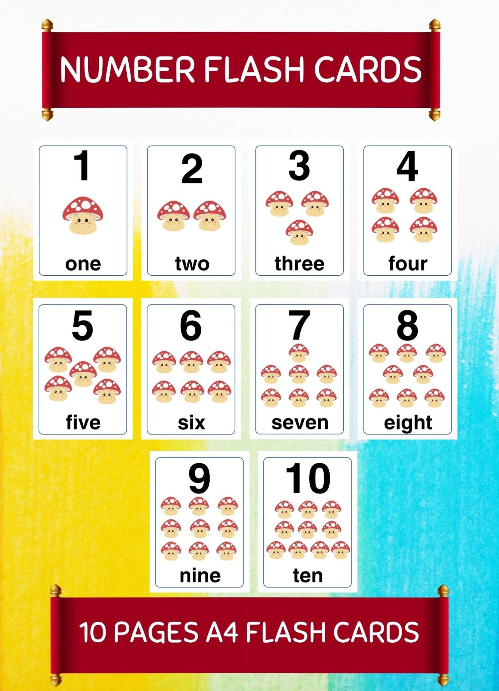 Number Flash Cards 1-10, Number Cards,preschool Counting Flash Cards ...