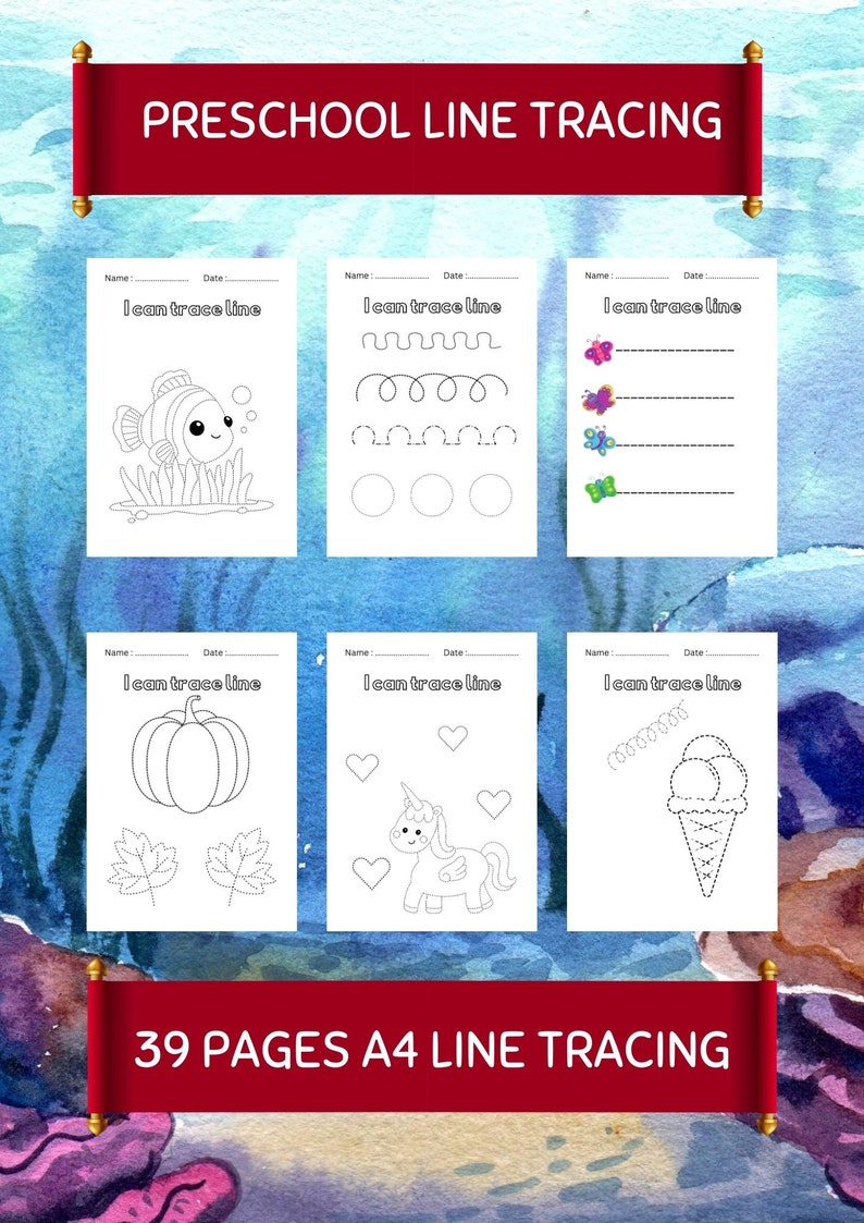 39 Preschool Line Tracing Worksheets Bundle,lines Trace Pages Printable ...