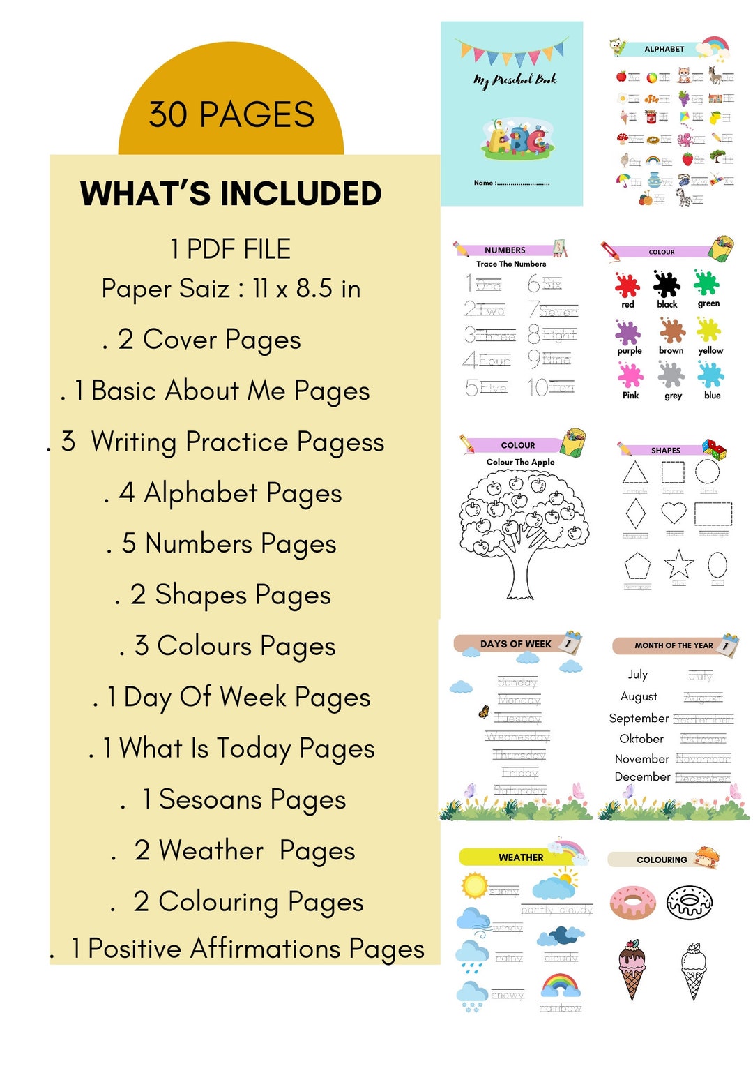 Morning Menu Pages | Homeschool Preschool Morning Menu Printable ...