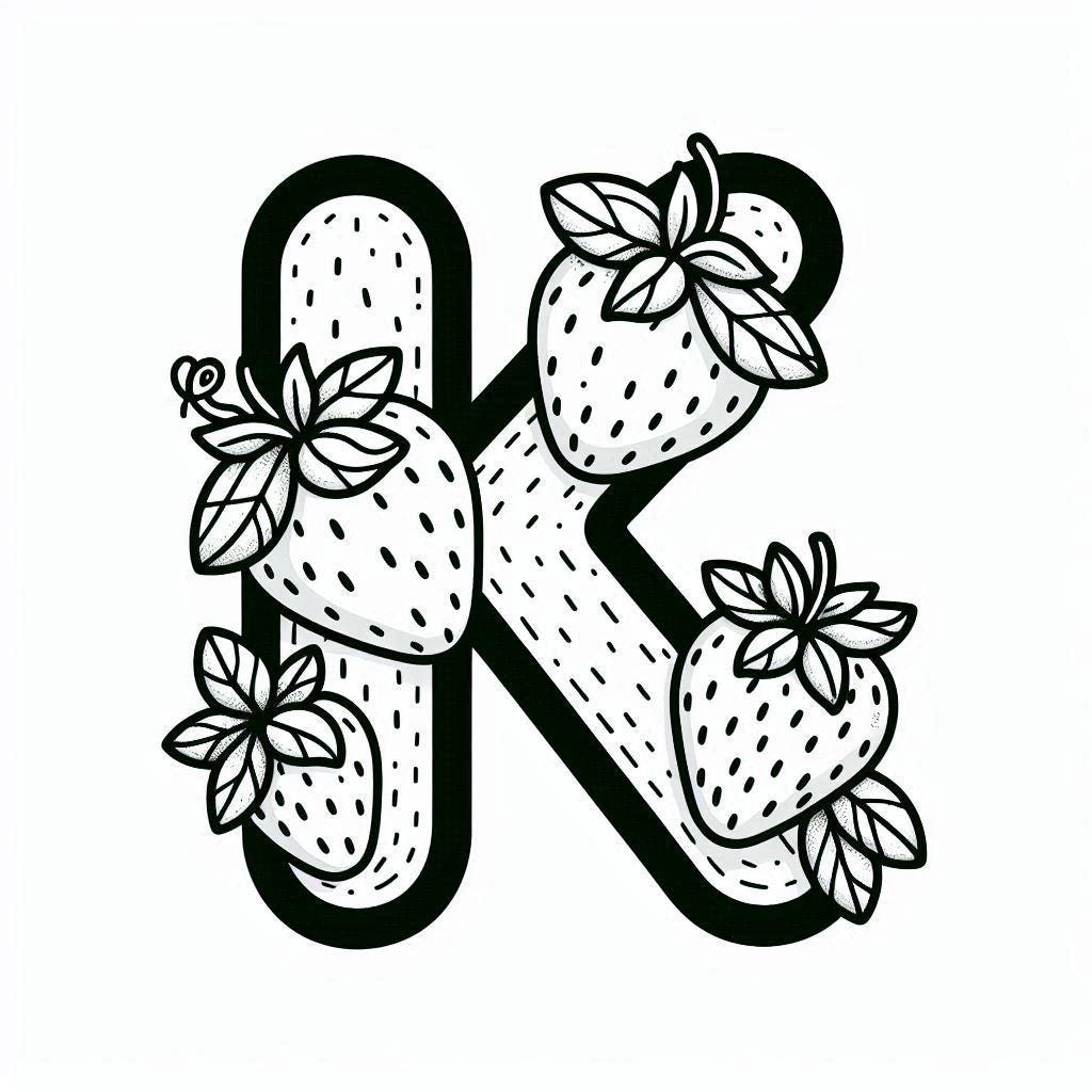 26 Letters Strawberry Theme to Colour Alphabet Colouring Pages for Kids ...
