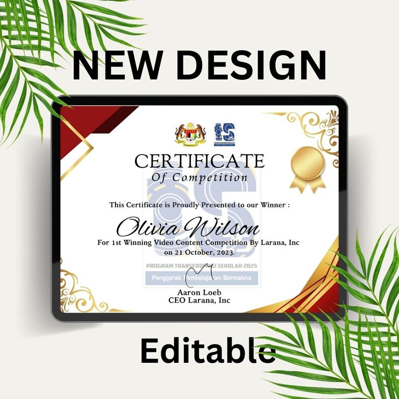 Editable Certificate Template, Certificate of Completion, Achievement ...