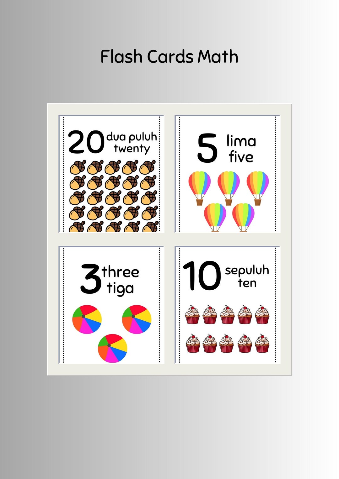 Numbers Flash Cards, Preschool Counting Flash Cards, Count and Clip ...