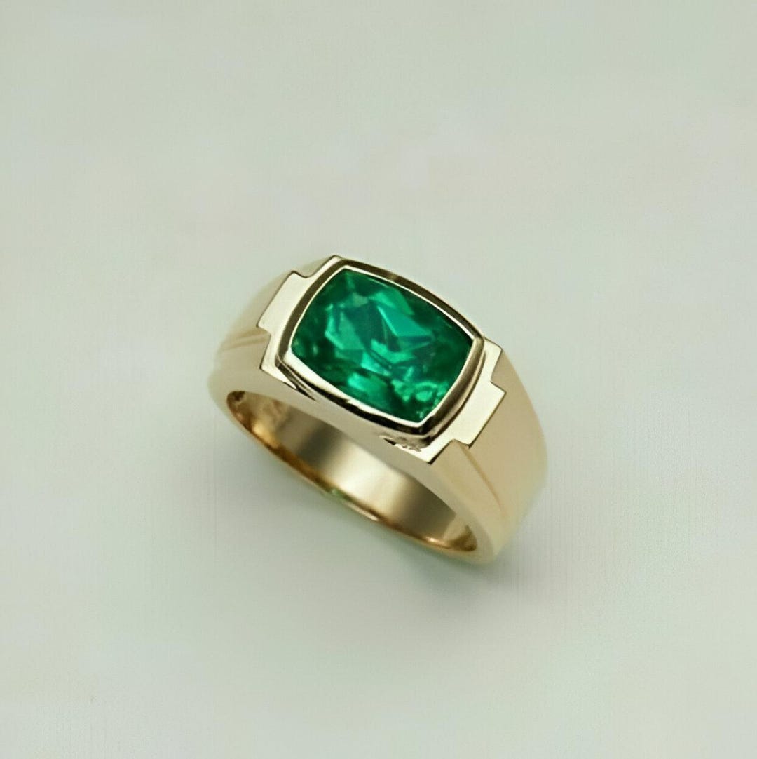 Emerald Ring, Statement Ring, Men's Ring, Rose Gold Plated, 925 ...