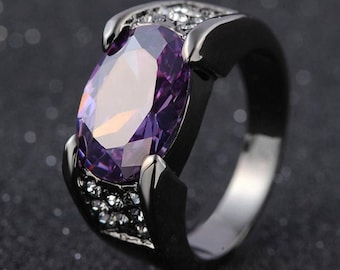 Amethyst Men Ring, Purple Stone Ring, Handmade Silver Ring, Amethyst ...