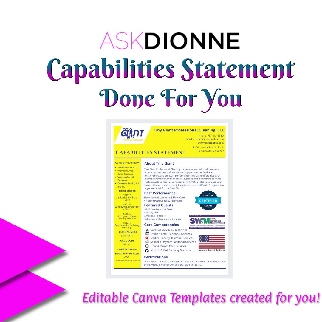 Company Capability Statement, Government, Contracts - Etsy
