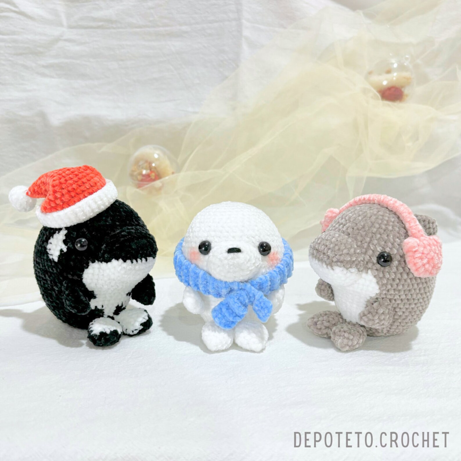 PATTERN Christmas Seal, Dolphin, Orca, Christmas Stocking Crochet ...