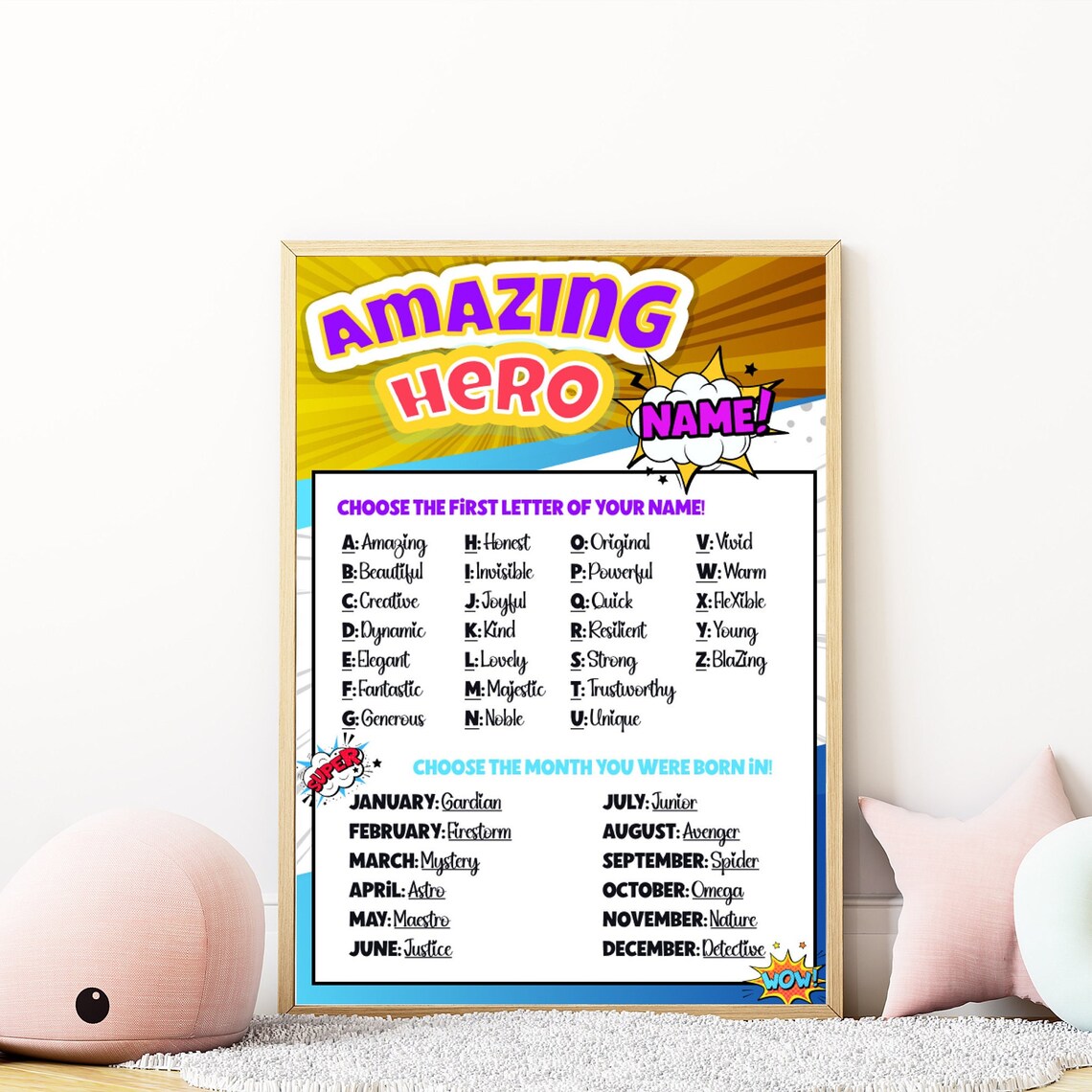 Printable Superhero Party Sign, Superhero Name Game, Digital ...
