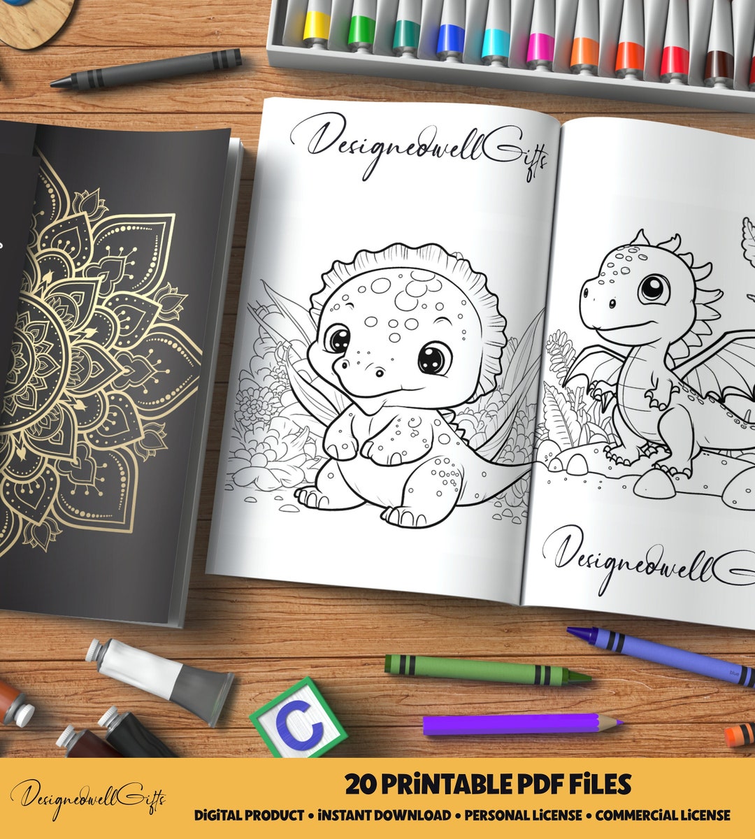 20 Cute Dinosaur Coloring Pages for Kids, Dinosaur Coloring Pages, Baby ...