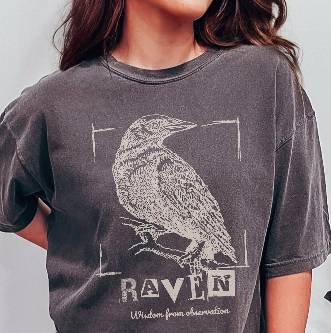 Vintage Raven Shirt Soft Grunge Clothes, Edgy Outfit Crowcore Aesthetic ...