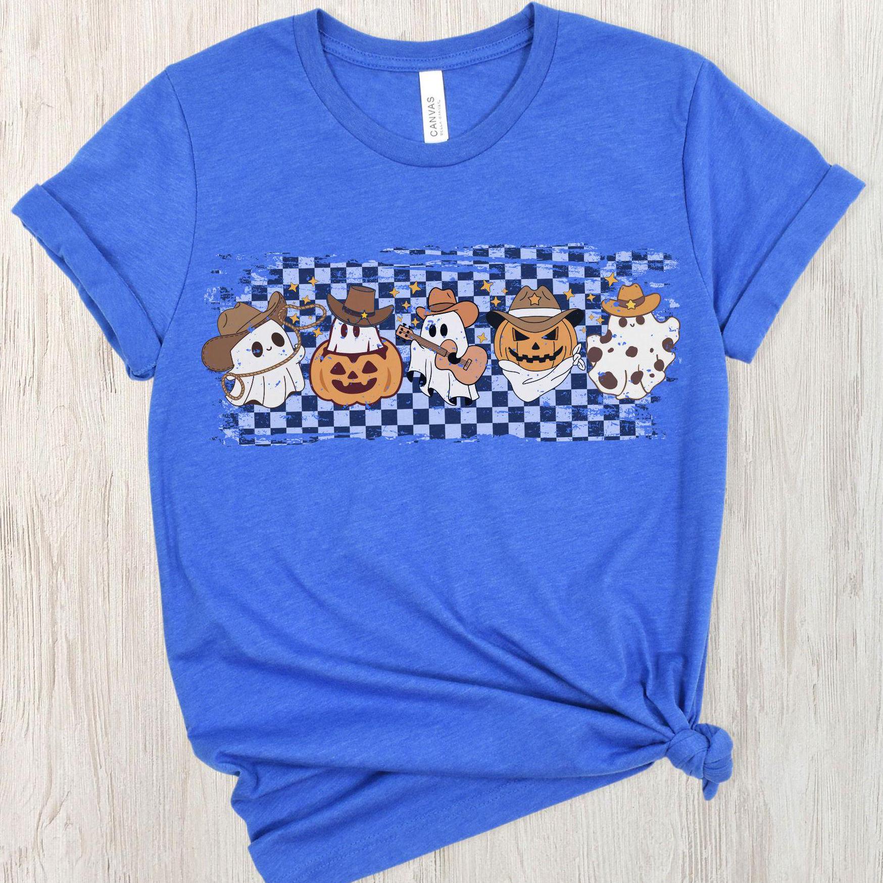 Halloween Cowboy Ghosts T-shirt, Pumpkin Cowgirl Halloween Shirt, Ghost ...
