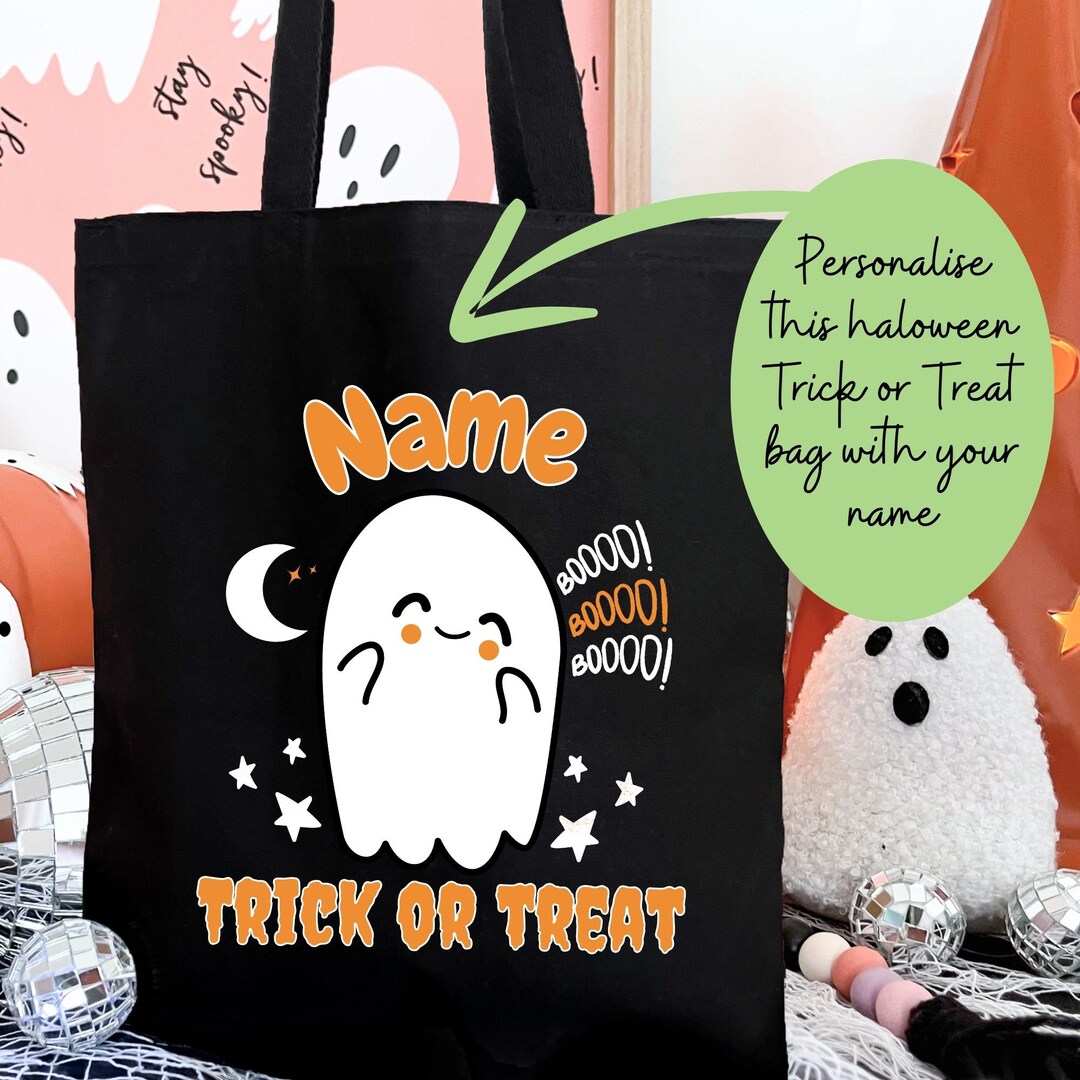 Personalized Ghost Trick-or-treat Bag, Ghost Friend Custom Name Tote ...