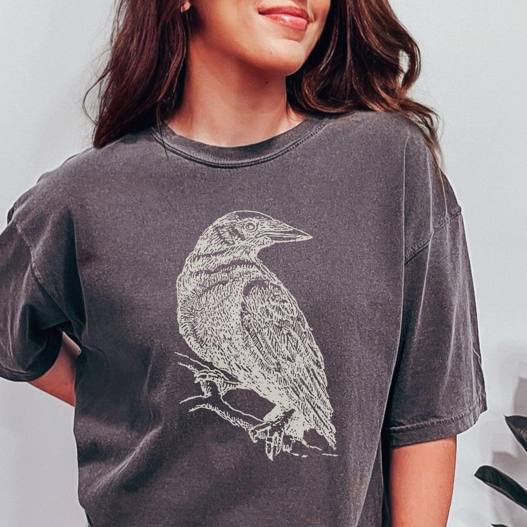 Vintage Raven Shirt Soft Grunge Clothes Edgy Outfit Crowcore Aesthetic ...