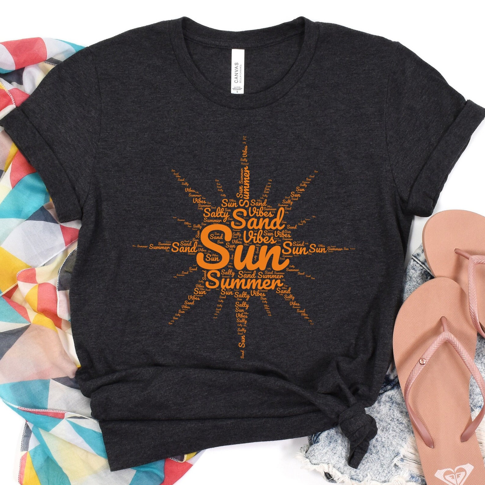 Gold Sun Words Sunburst Shirt, Beachy Vibes Aesthetic Sun Shirt, Simple ...