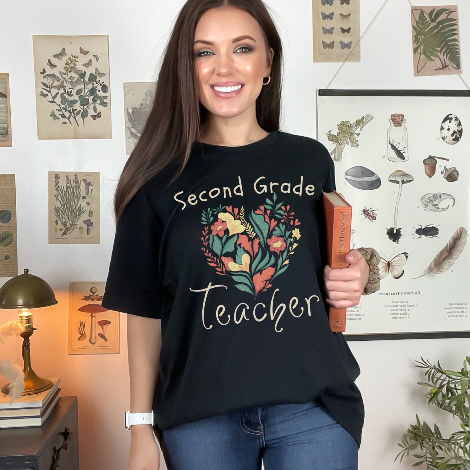 Floral Teacher 2nd Grade T-shirt, Second Grade Teacher Shirts, 2nd ...