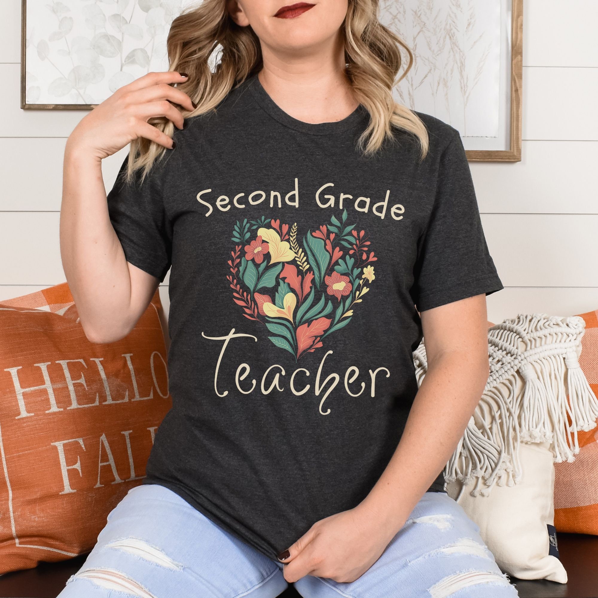 Floral Teacher 2nd Grade T-shirt, Second Grade Teacher Shirts, 2nd ...