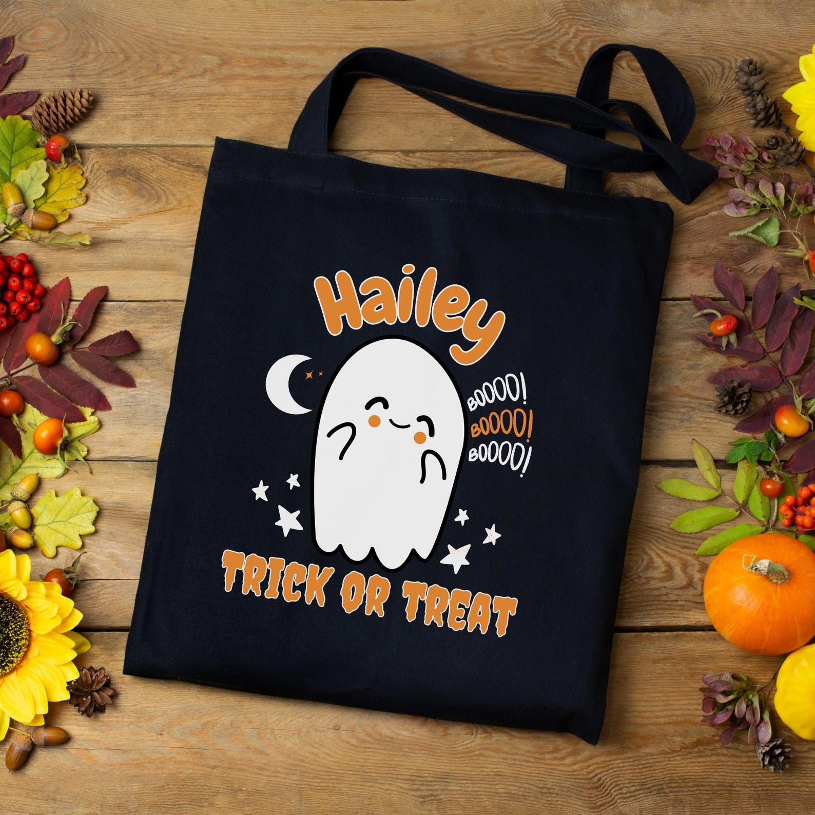 Personalized Ghost Trick-or-treat Bag, Ghost Friend Custom Name Tote ...