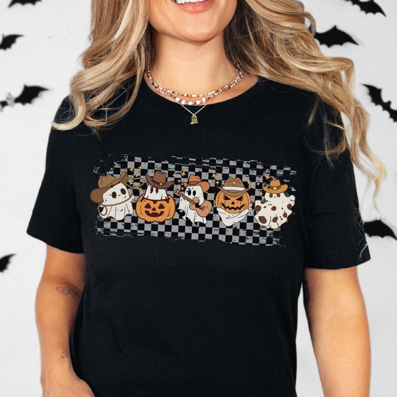 Halloween Cowboy Ghosts T-shirt, Pumpkin Cowgirl Halloween Shirt, Ghost Lovers Westernshirt ...