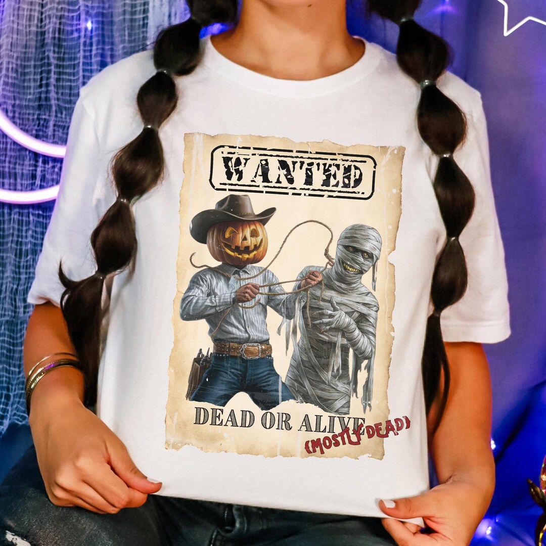 Halloween Cowboy Wanted Poster Shirt, Mummy Wild West Poster T-shirt ...