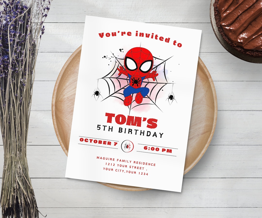 Editable Spider Man Birthday Invitation Template, Printable Birthday ...