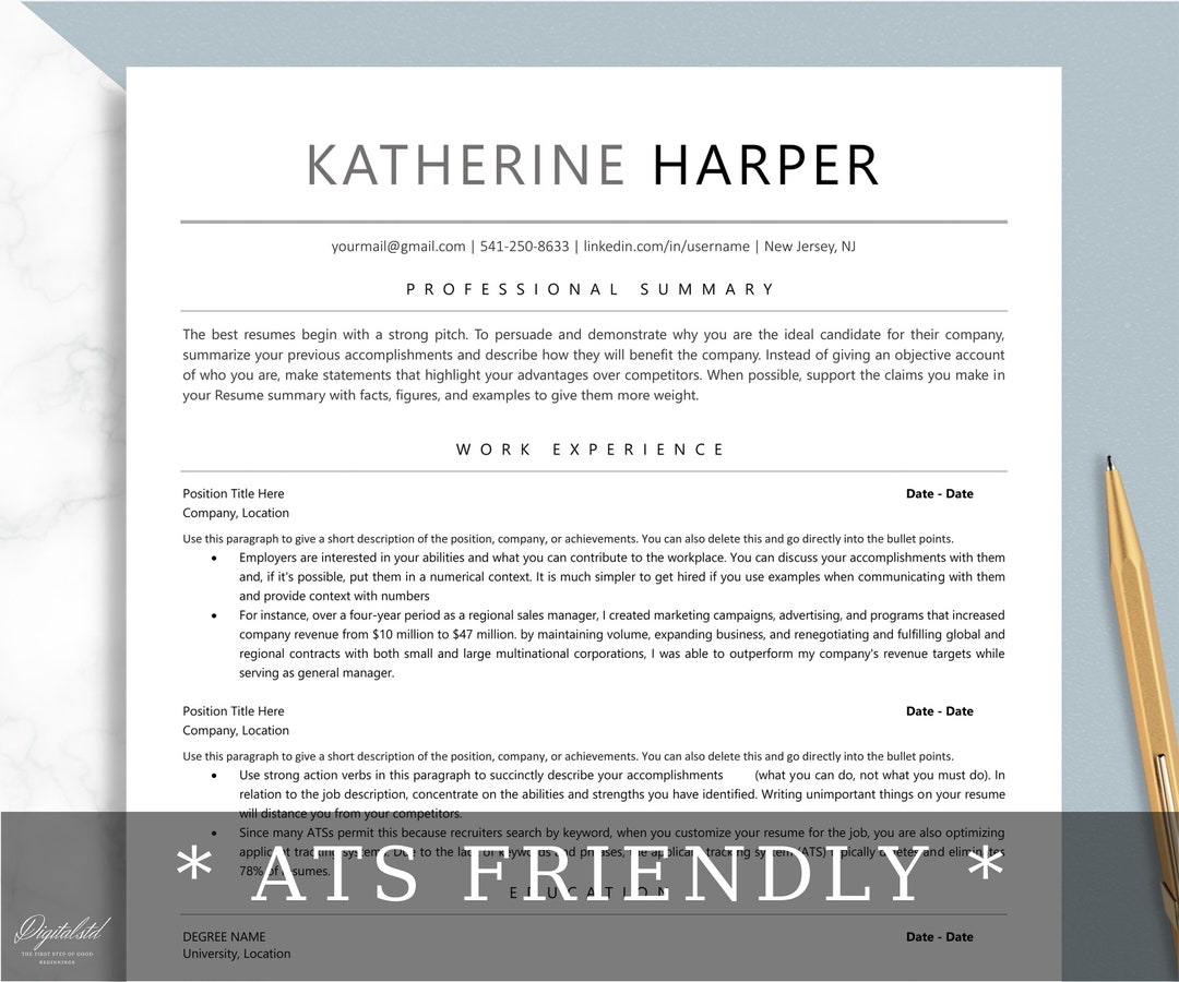 2025 Simple ATS Resume Template Word, Mac Pages, ATS Cv Template Word ...
