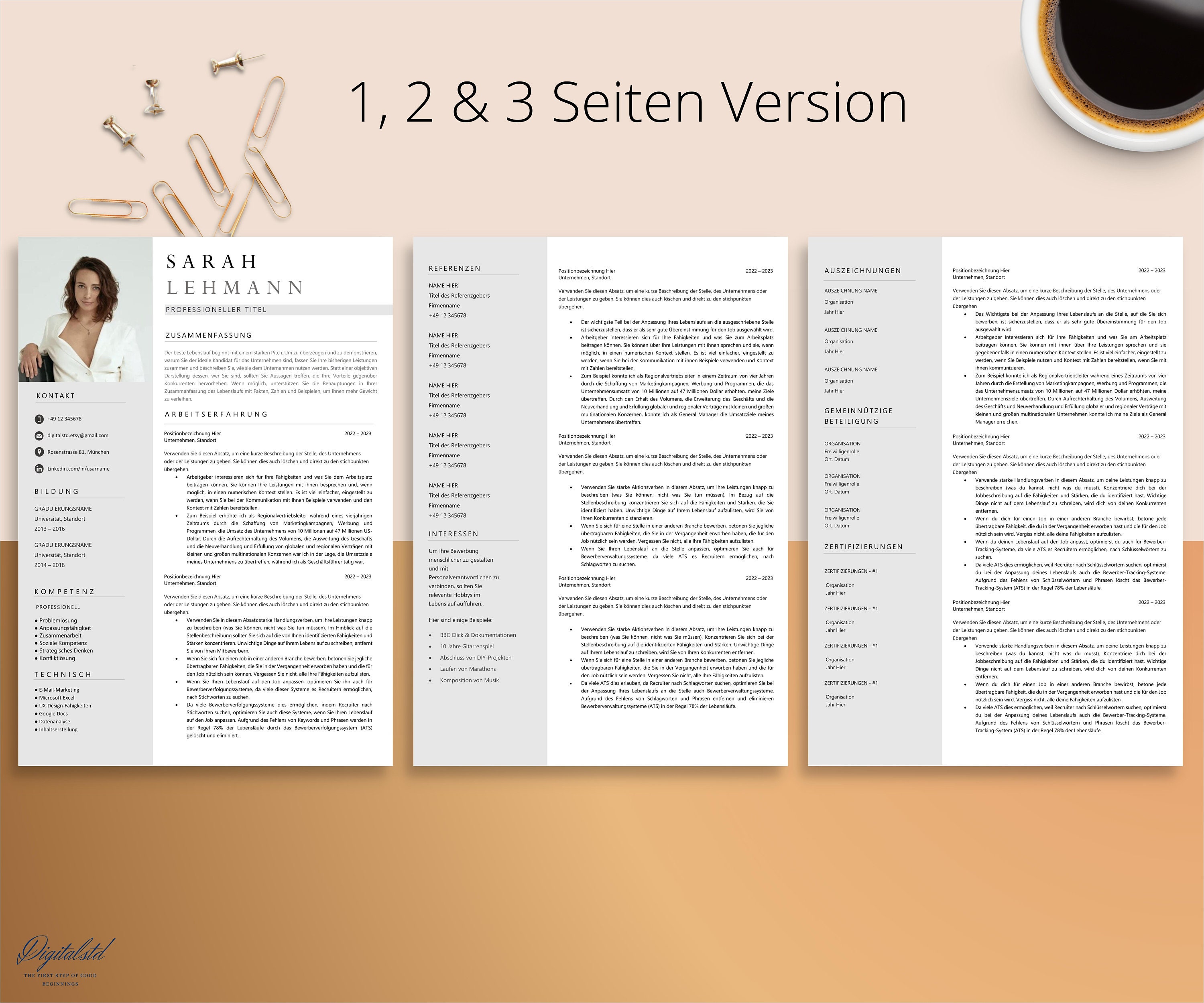 Lebenslauf Vorlage Bewerbung anschreiben deckblätter - Etsy.de