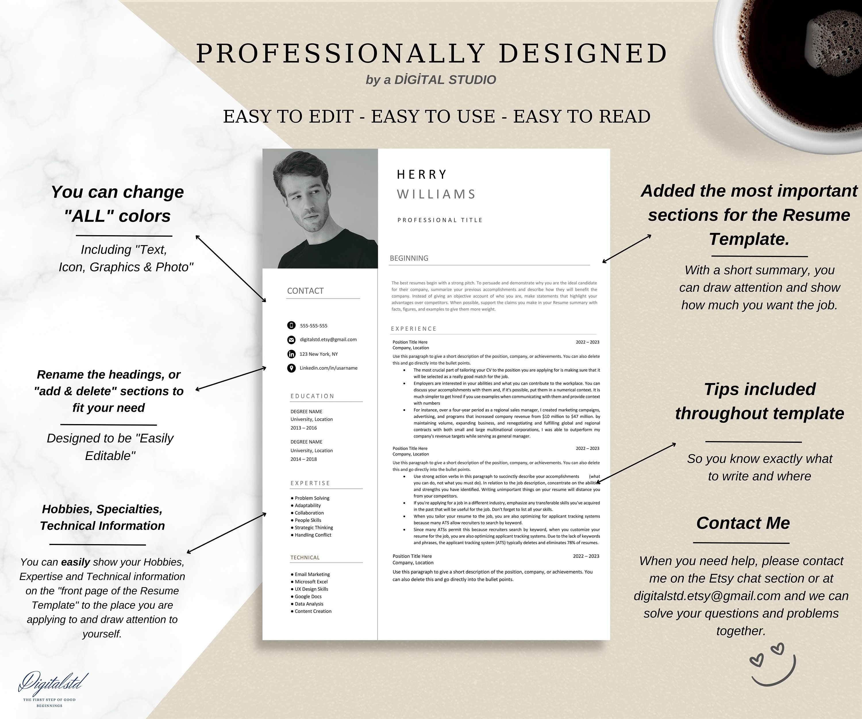 Cv Template, Resume Template, Cv Design Word and Pages, Best Cv Resume ...