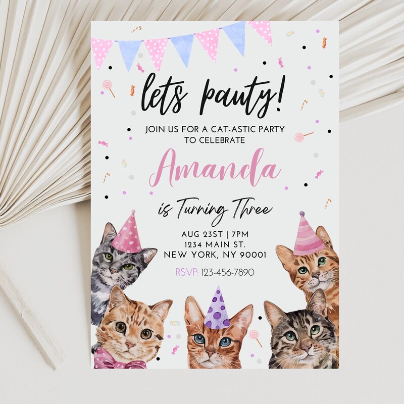 Cat Invitation - Etsy