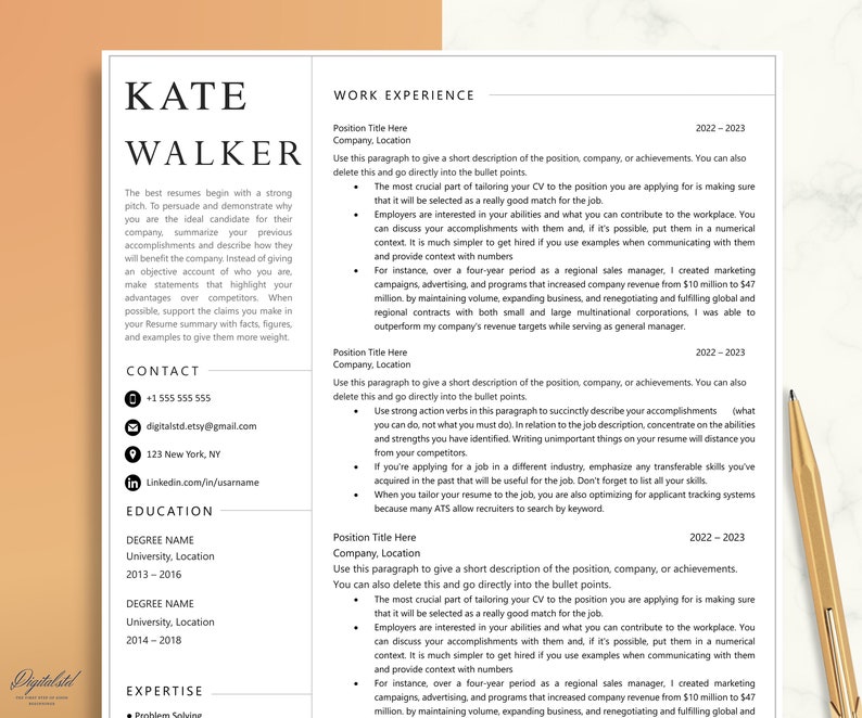 Resume Template for Word Pages Resume Template Cover Letter References ...