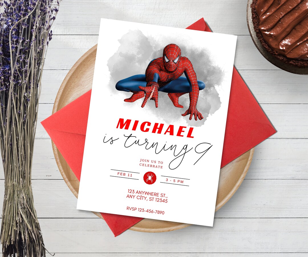 Spider Man Birthday Invitation Template Instant Download, Editable ...