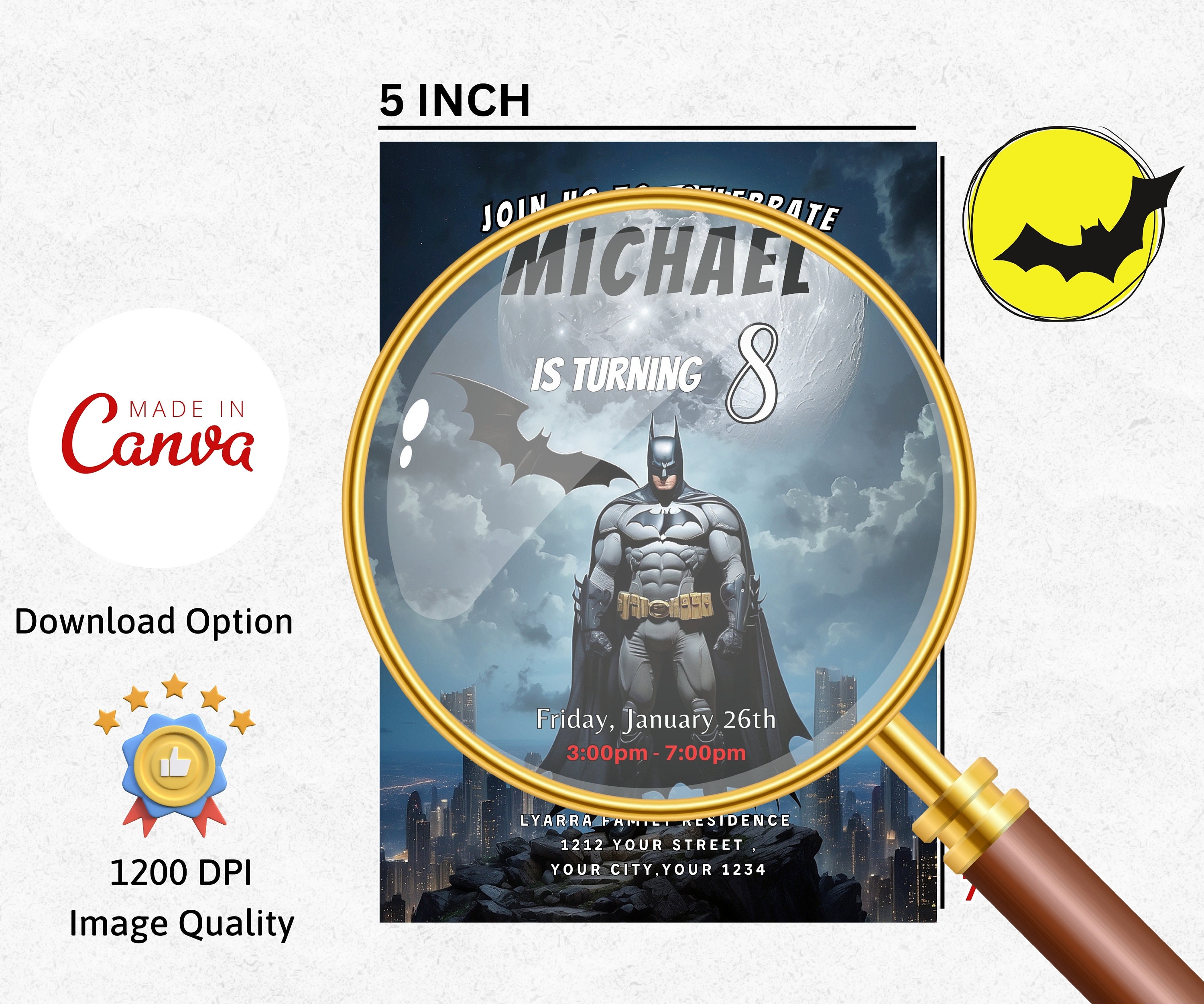 Bat Guy Birthday Invitation, Bat Guy Justice League Card Editable ...