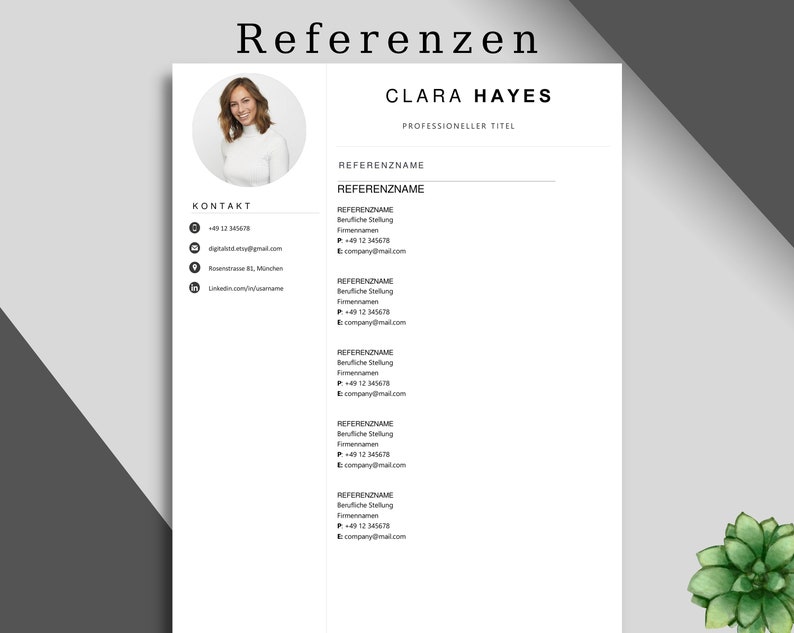 Lebenslauf Vorlage Word Pages Bewerbungsvorlage Deutsch - Etsy