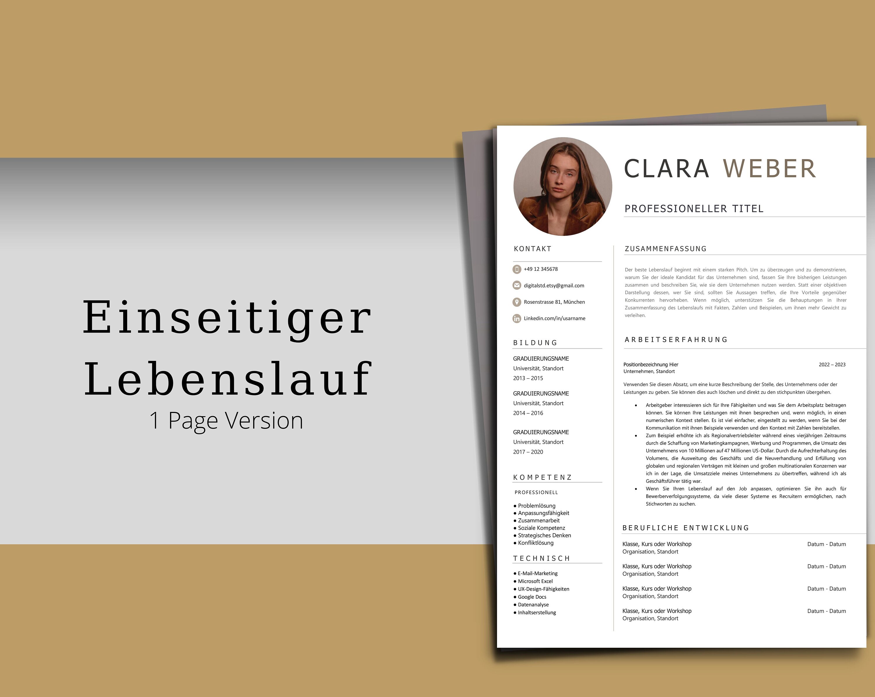 Bewerbungsvorlagen Lebenslauf Vorlage Word Pages - Etsy UK