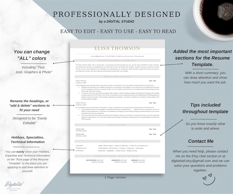 ATS Friendly Resume Template for MS Word Mac Pages Simple - Etsy Ireland