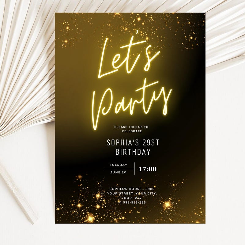 Neon Invitation - Etsy