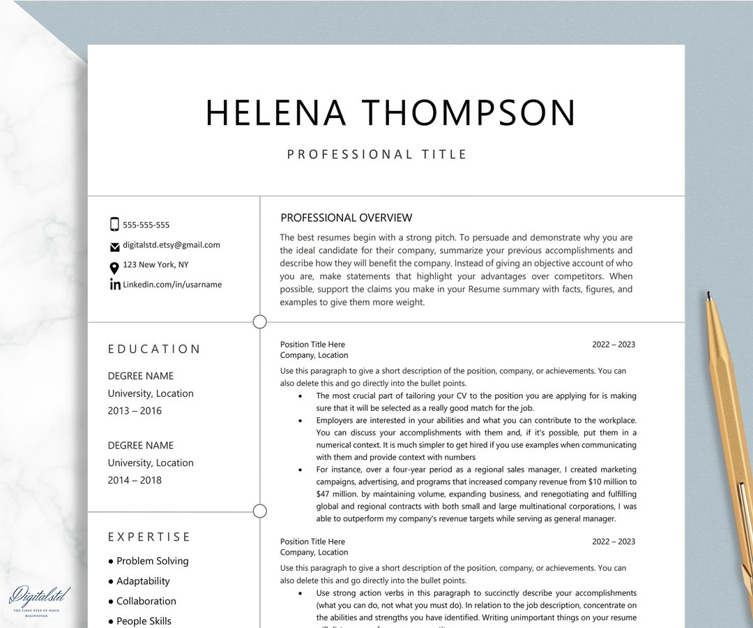 2023 Resume Template Google Docs, Mac Pages, Word Cv Template ...